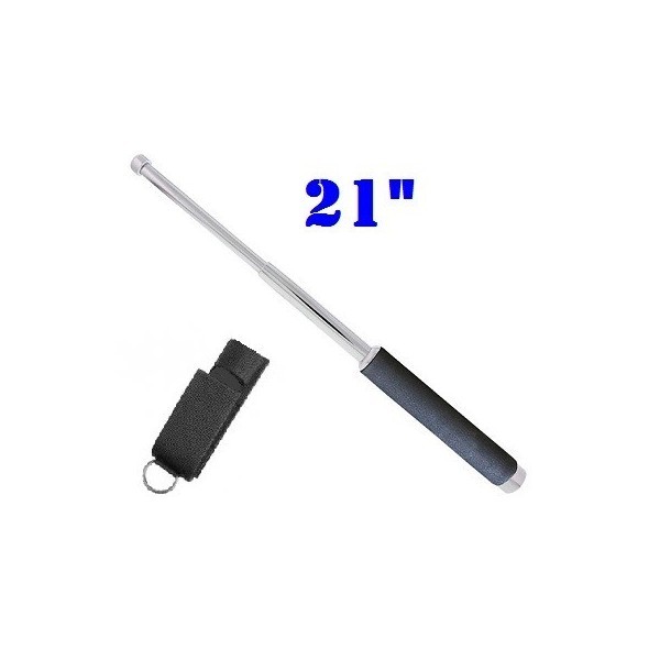 EXPANDABLE SOLID STEEL BATON W/ NYLON HOLSTER 21'' SILVER